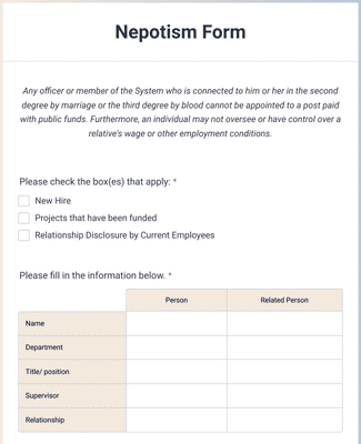 Nepotism Form Template | Jotform