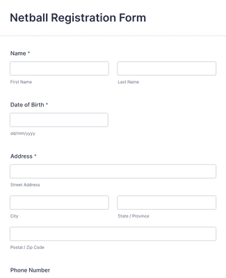 Netball Registration Form Template | Jotform
