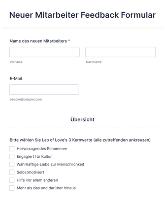 Neuer Mitarbeiter Feedback Formular Formularvorlage | Jotform
