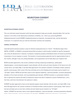 Neurotoxin Consent Form Template | Jotform