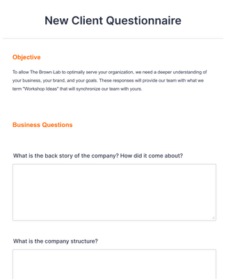 New Client Questionnaire Form Template | Jotform