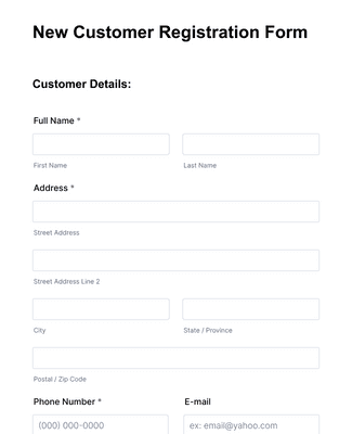 New Customer Registration Form Template | Jotform