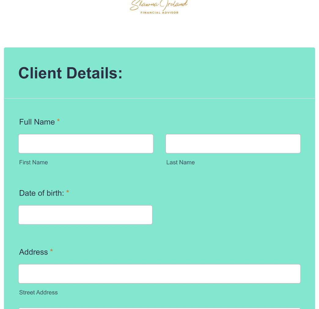 New finance client Form Template | Jotform