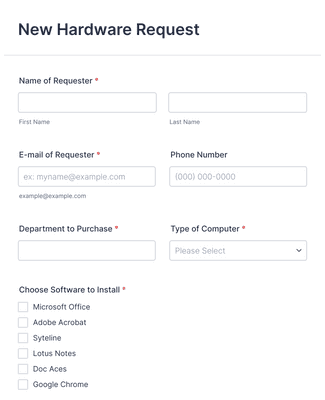 New Hardware Request Form Template | Jotform