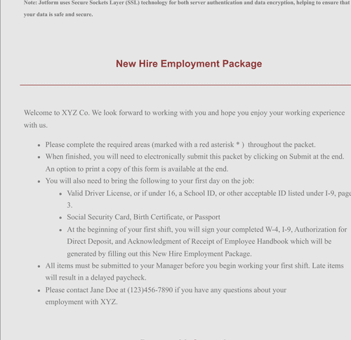 New Hire Employment Package Form Template | Jotform