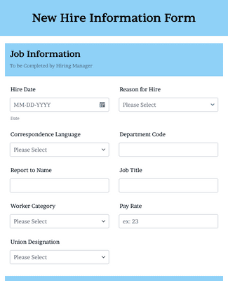 New Hire Information Form Template | Jotform