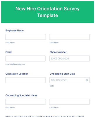 New Hire Orientation Survey Template Form Template | Jotform