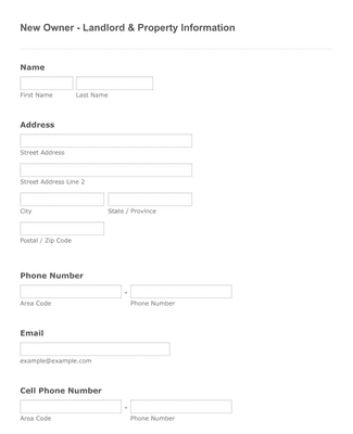 New Owner - Landlord & Property Information Form Template | Jotform