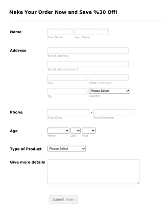 New Product Order Form Template | Jotform
