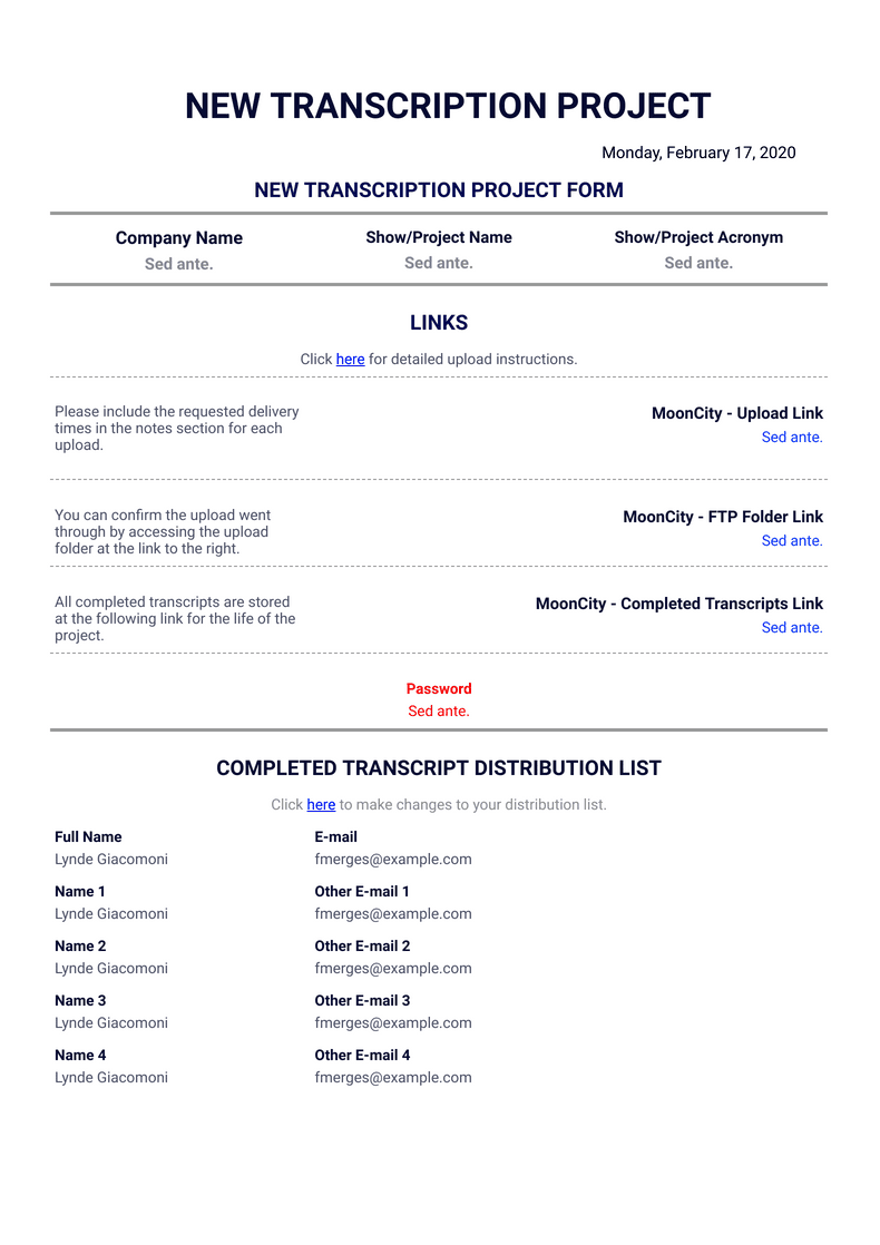 New Transcription Project Form PDF Templates Jotform