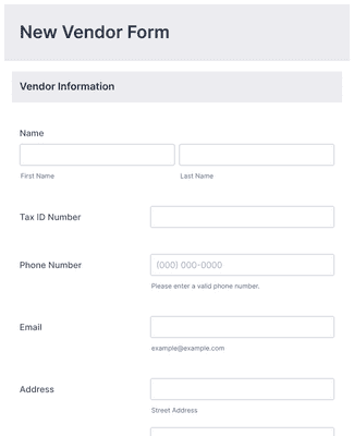 New Vendor Form Template | Jotform