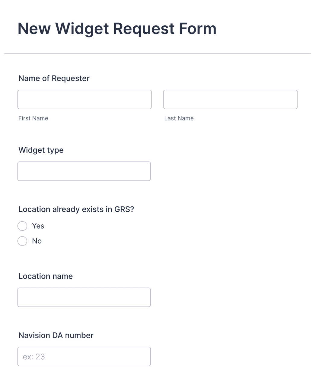 New Widget Request Form Template | Jotform