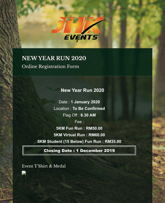 NEW YEAR RUN 2020 REGISTRATION Form Template | Jotform