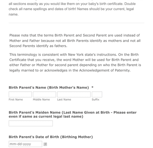 New York Birth Certificate Worksheet Form Template | Jotform