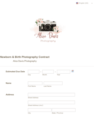 Newborn Photography Order Form Template | Jotform