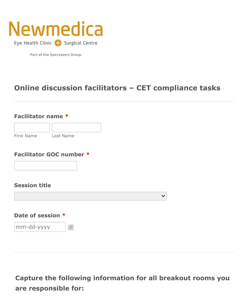 Newmedica CET declaration Form Template | Jotform