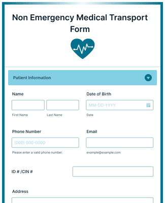 Non Emergency Medical Transport Form Template | Jotform