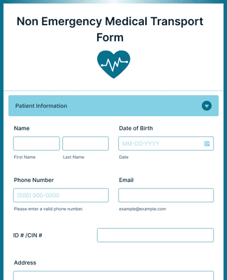 Non Emergency Medical Transport Form Template | Jotform