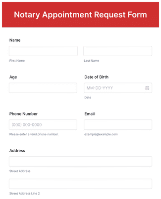 Notary Appointment Request Form Template | Jotform