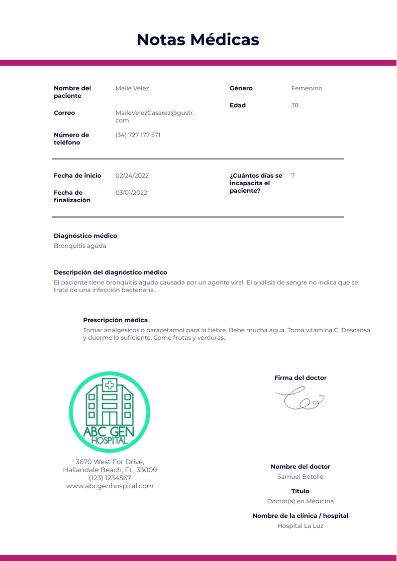 Notas Médicas - Plantillas PDF | Jotform