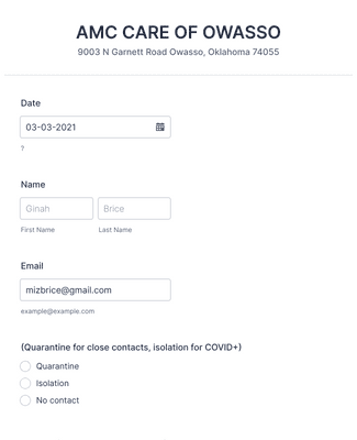 Notice of Quarantine/Isolation Form Template | Jotform