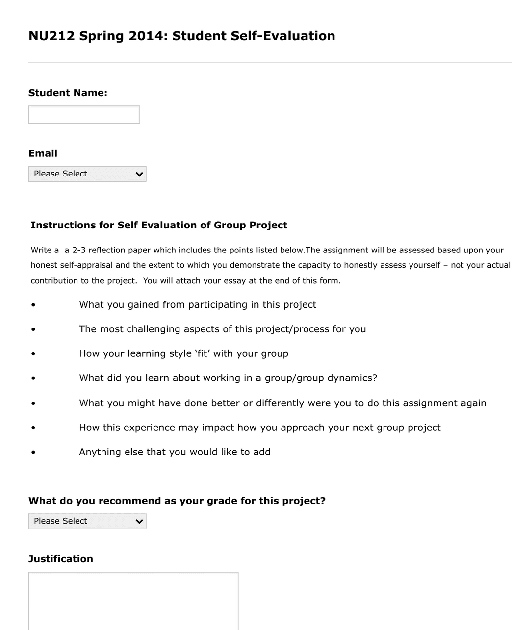 Spring Student Self Evaluation Form Template | Jotform