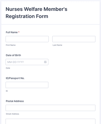 Nurses Welfare Member's Registration Form Template | Jotform