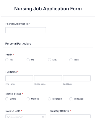 Nursing Job Application Form Template | Jotform