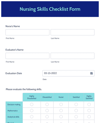 Nursing Skills Checklist Form Template | Jotform
