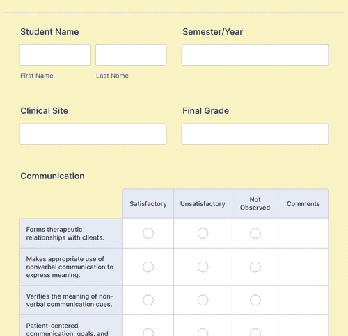 Nursing Student Evaluation Form Template | Jotform Nursing Student Evaluation Form Template | Jotform