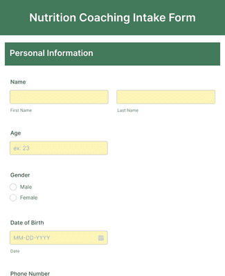 Nutrition Coaching Intake Form Template | Jotform