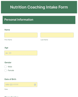 Nutrition Coaching Intake Form Template | Jotform