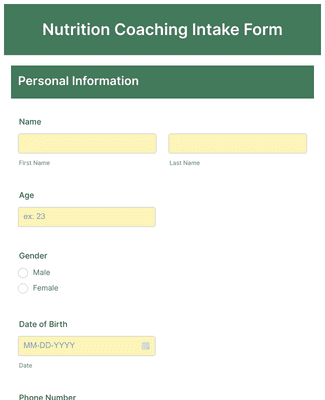 Nutrition Coaching Intake Form Template | JotForm