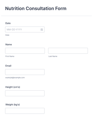 Nutrition Consultation Form Template | Jotform