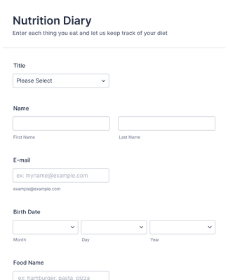 Nutrition Diary Form Template | Jotform