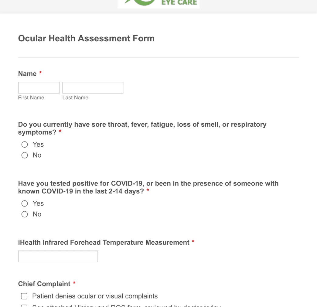 Ocular Health Assessment Form Template | Jotform