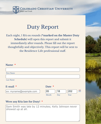 Duty Report Form Template | Jotform