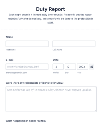 Duty Report Form Template | Jotform