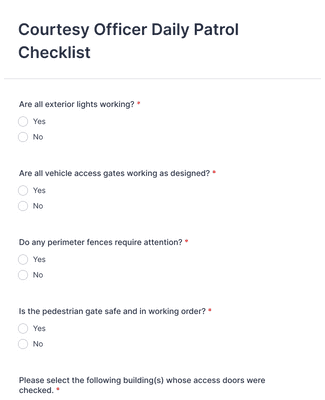Officer Daily Patrol Checklist Form Template | Jotform