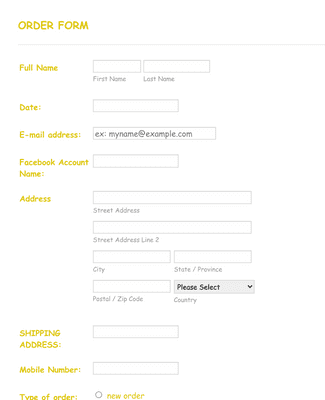 OmC! (Oh my Closet!) ORDER Form Template | Jotform