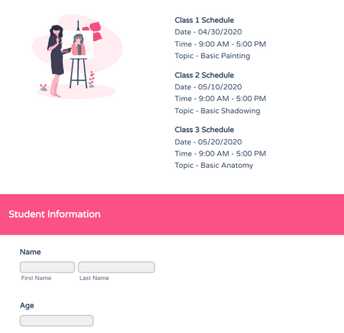 Online Art Class Registration Form Template | Jotform