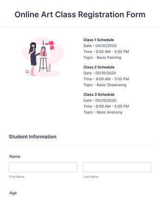 Online Art Class Registration Form Template | Jotform
