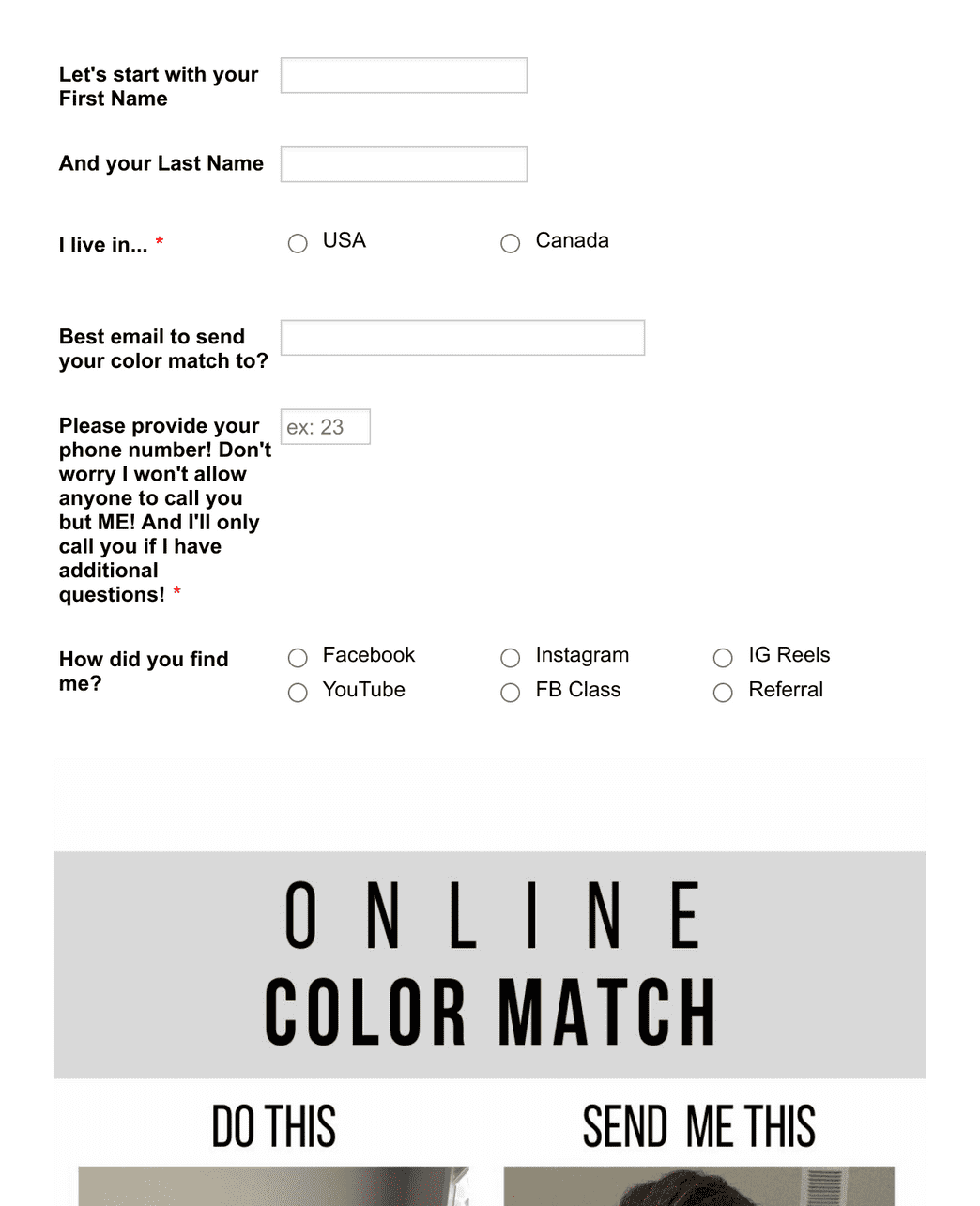 Online Color Match Form - Maddy Stanley Form Template | Jotform