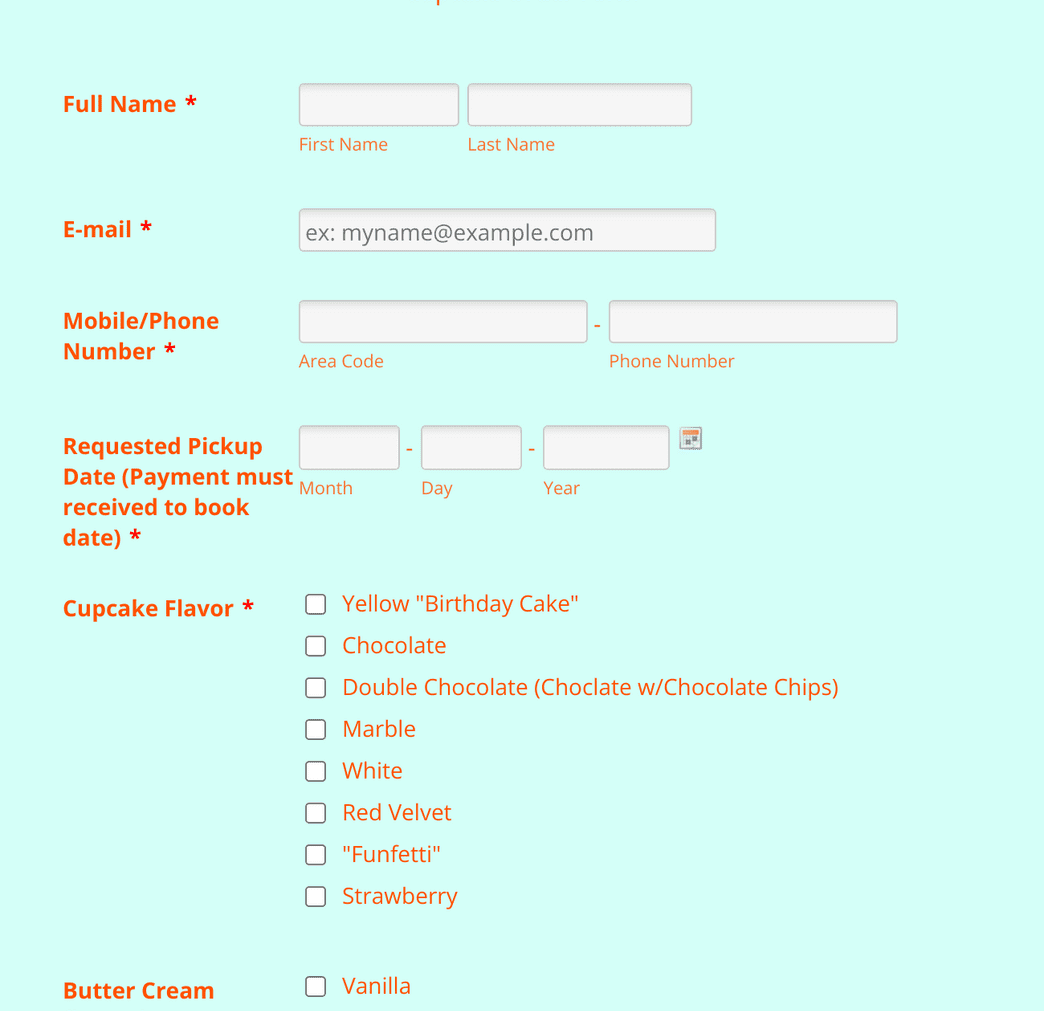 Online Cupcake Order Form Template | Jotform