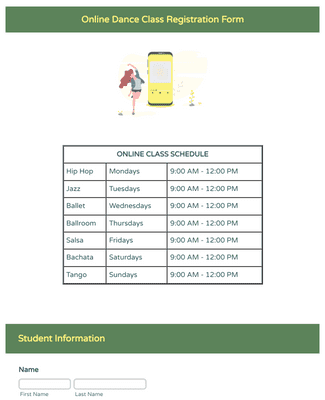 Online Dance Class Registration Form Template | Jotform