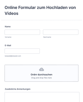 Online Formular zum Hochladen von Videos Formularvorlage | Jotform