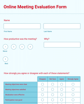Online Meeting Evaluation Form Template | Jotform