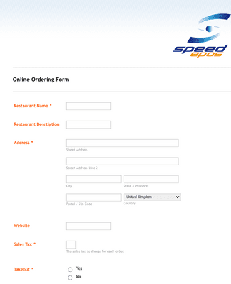 Restaurant online registration Form Template | Jotform