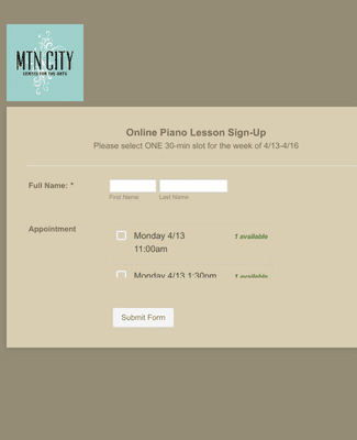 Online Piano Lesson Sign Up Form Template | Jotform
