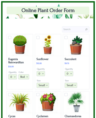 Online Plant Order Form Template | Jotform